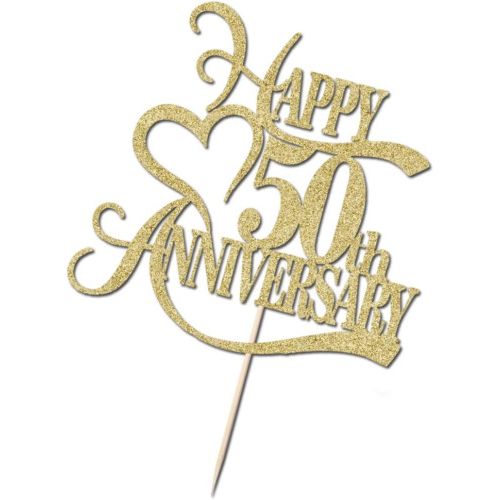Gold Glitter 50th Anniversary Cake Topper 50 Wedding Anniversary