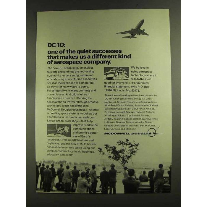 1972 Mcdonnell Douglas Dc 10 Ad Quiet Successes On Ebid United States