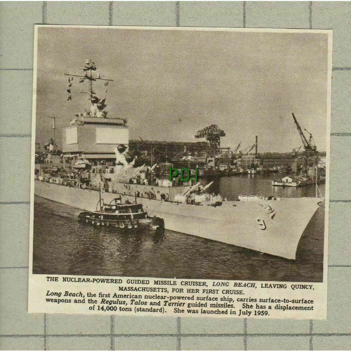 3420 Us Nuclear Powered Guided Missile Cruiser Long Beach Quincy 1961 Clip On Ebid United