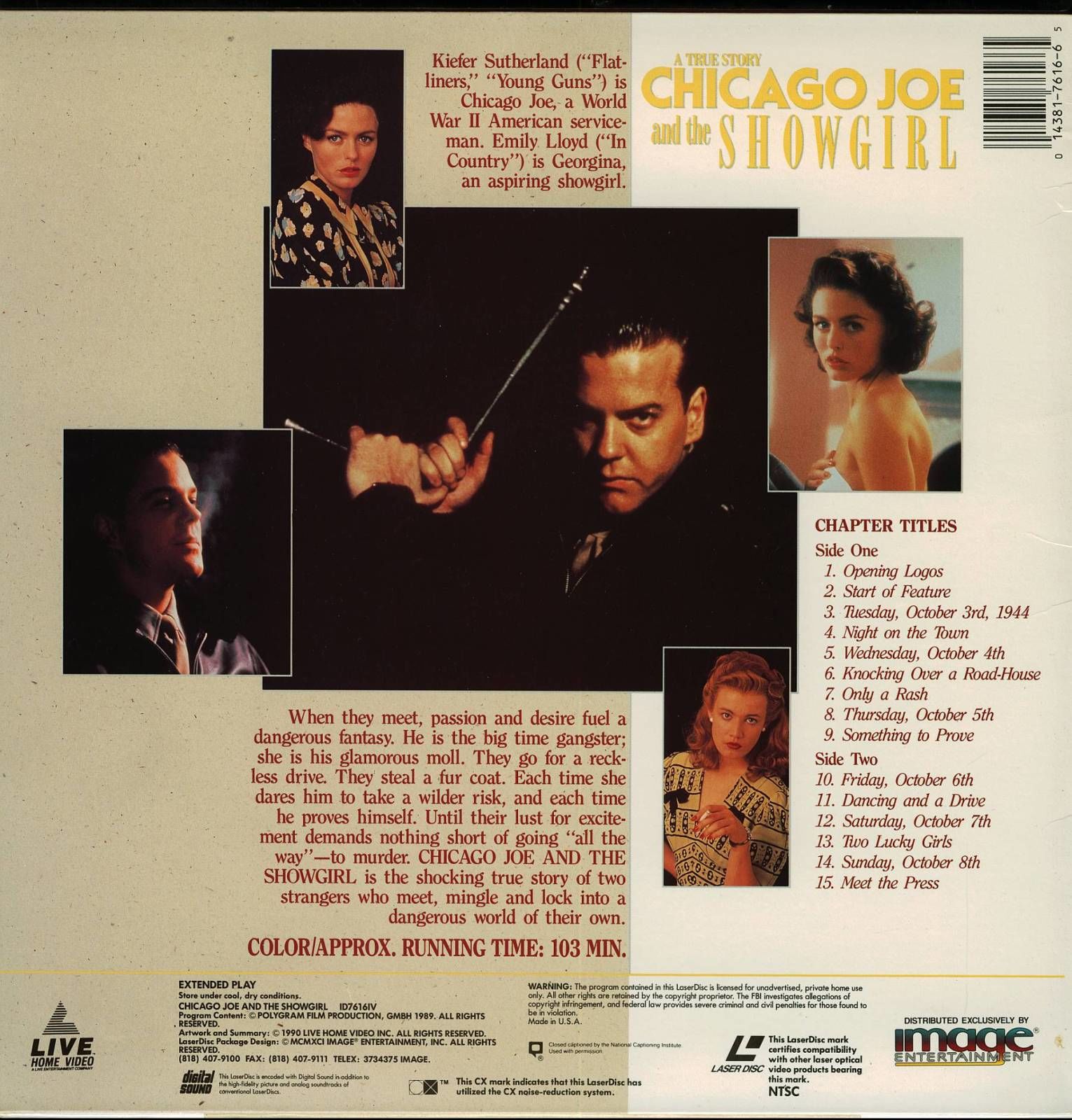 Chicago Joe And The Showgirl Emily Lloyd Laserdisc Rare 014381761665 On Ebid Ireland 165098803