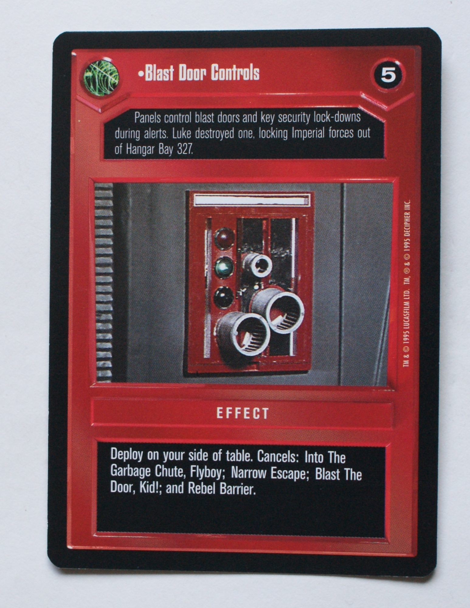 Star Wars CCG Premier Limited Blast Door Controls A 1995 Dark Star Wars CCG Premier Limited Blast Door Controls A 1995 Dark